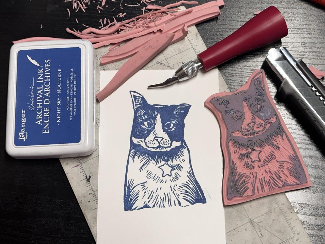 Custom Pet Block Print Rubber Stamp, Custom Pet Portrait Gift, Gifts ...
