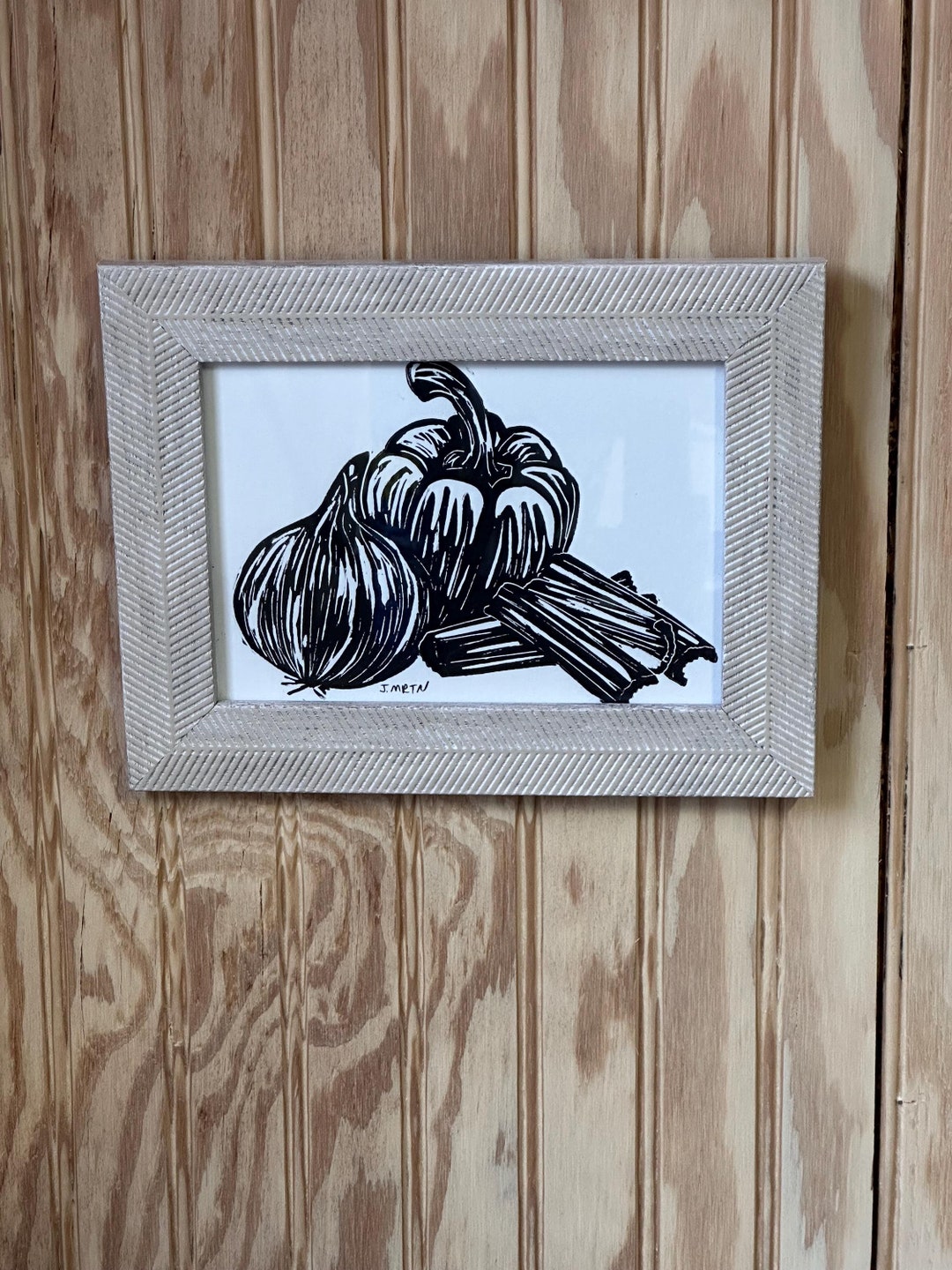 Cajun Holy Trinity Block Print Kitchen Art: Louisiana Onion, Pepper ...