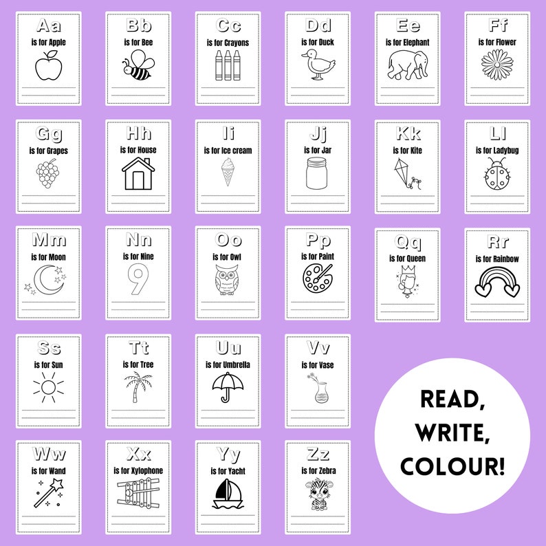 Colouring Worksheets, Kid's Colouring, Write and Colour Activities, Kid ...