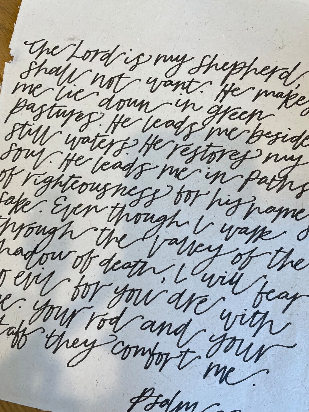 Psalm 23 Handwritten Calligraphy Print With Recycled Paper - Etsy