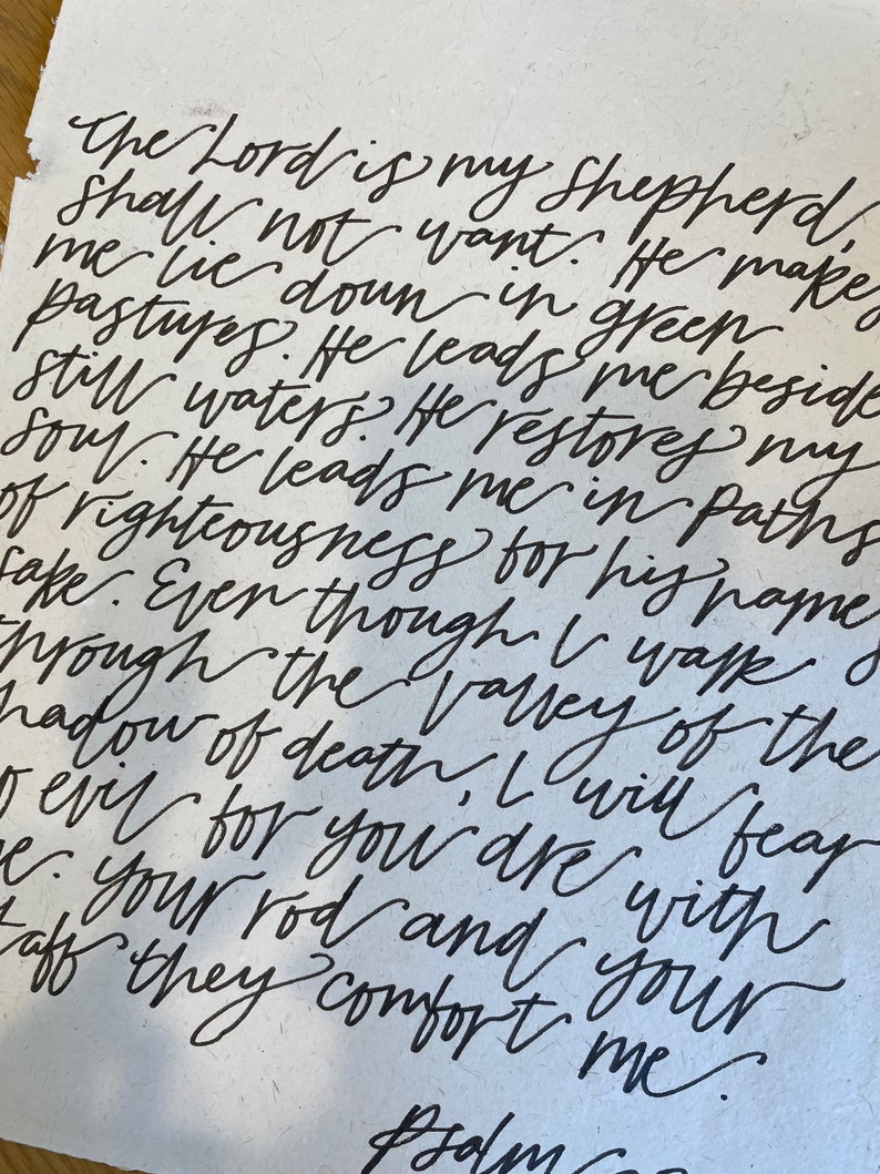 Psalm 23 Handwritten Calligraphy Print With Recycled Paper - Etsy