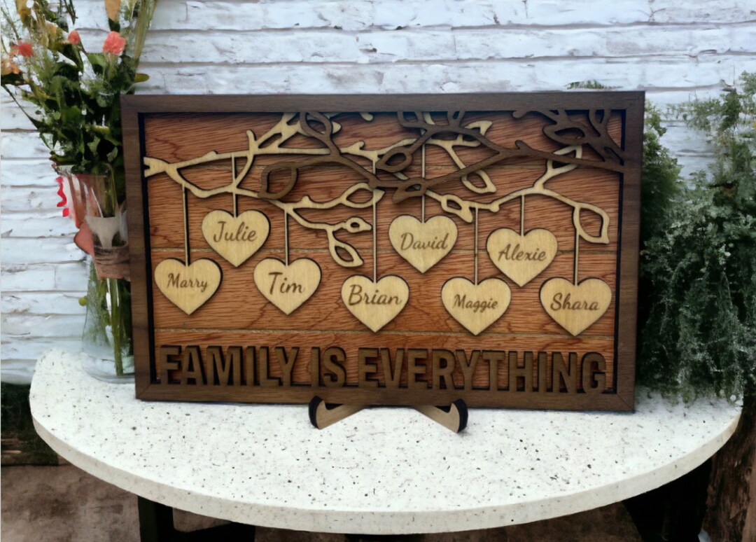 Family Gift Wooden Tree Sign, Customized Family Art Tree of Life ...