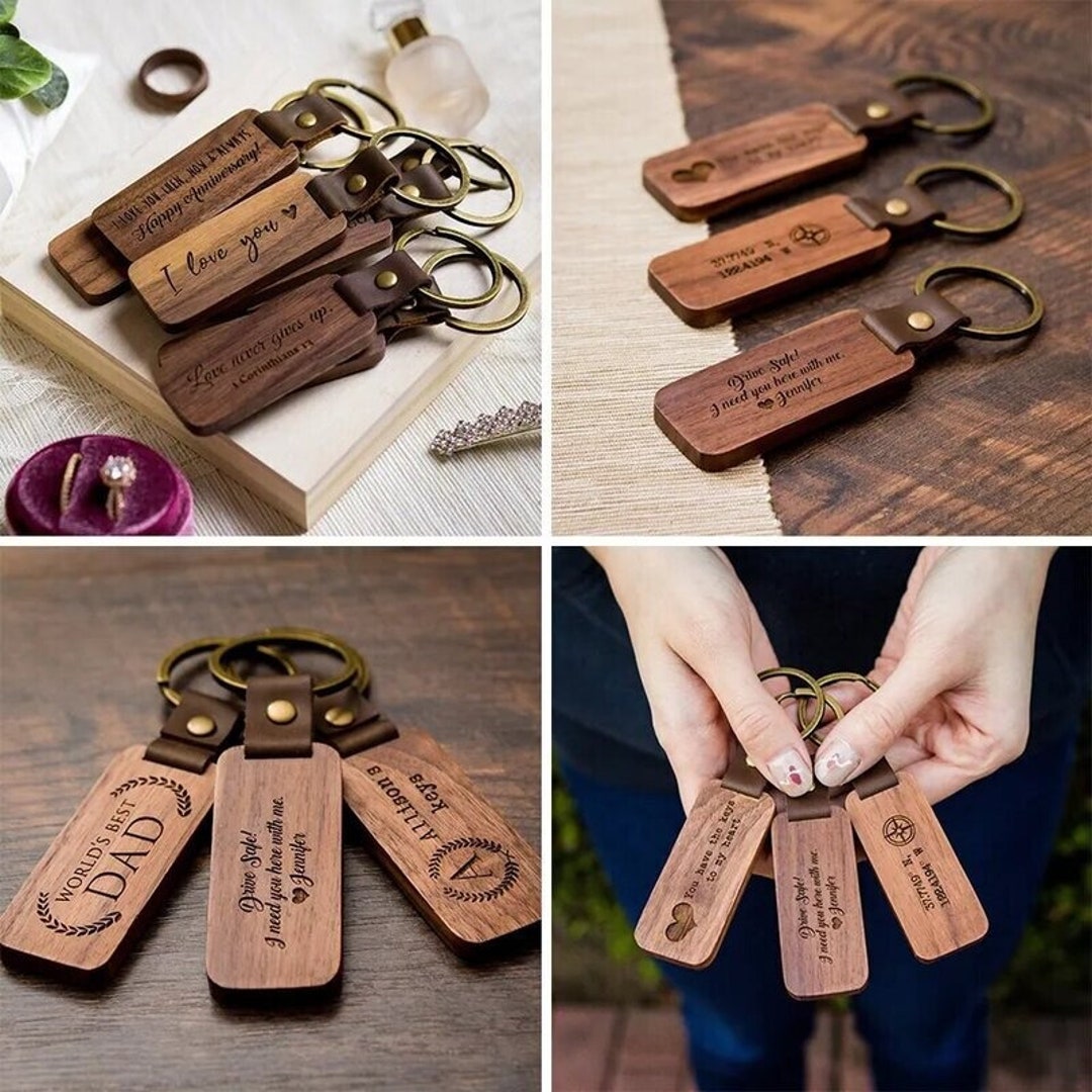 Personalized Wooden Keychain Custom Keychain Gift for Boyfriend ...
