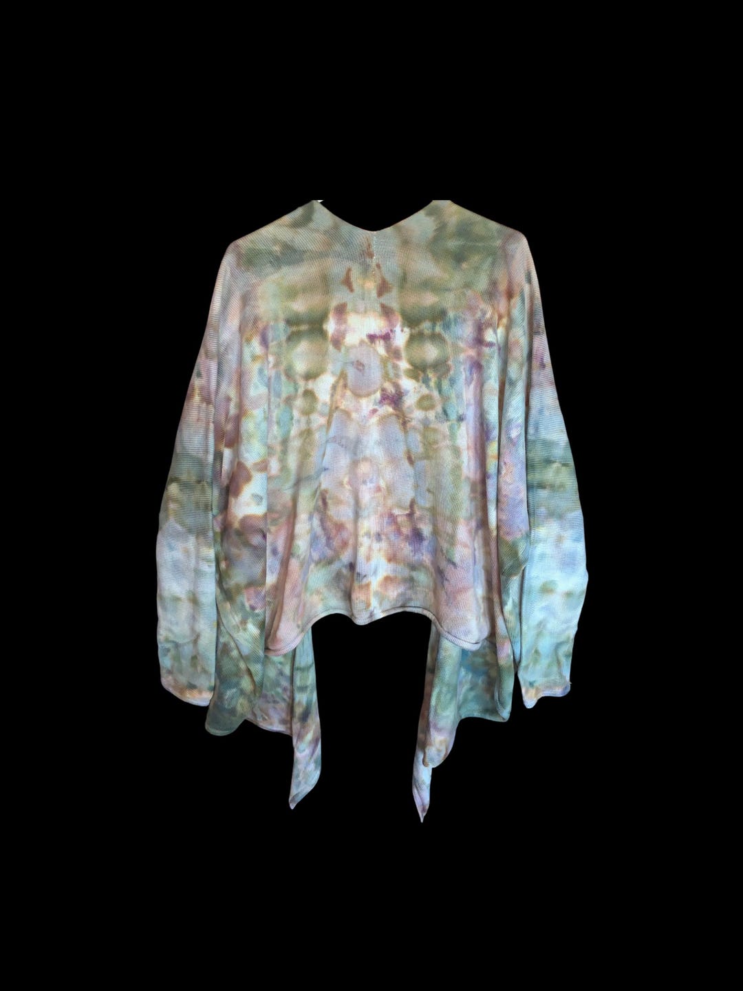 Upcycled Tie Dye Shrug Shawl Boho Womens Cardigan Thrifted Shawl Jacket ...