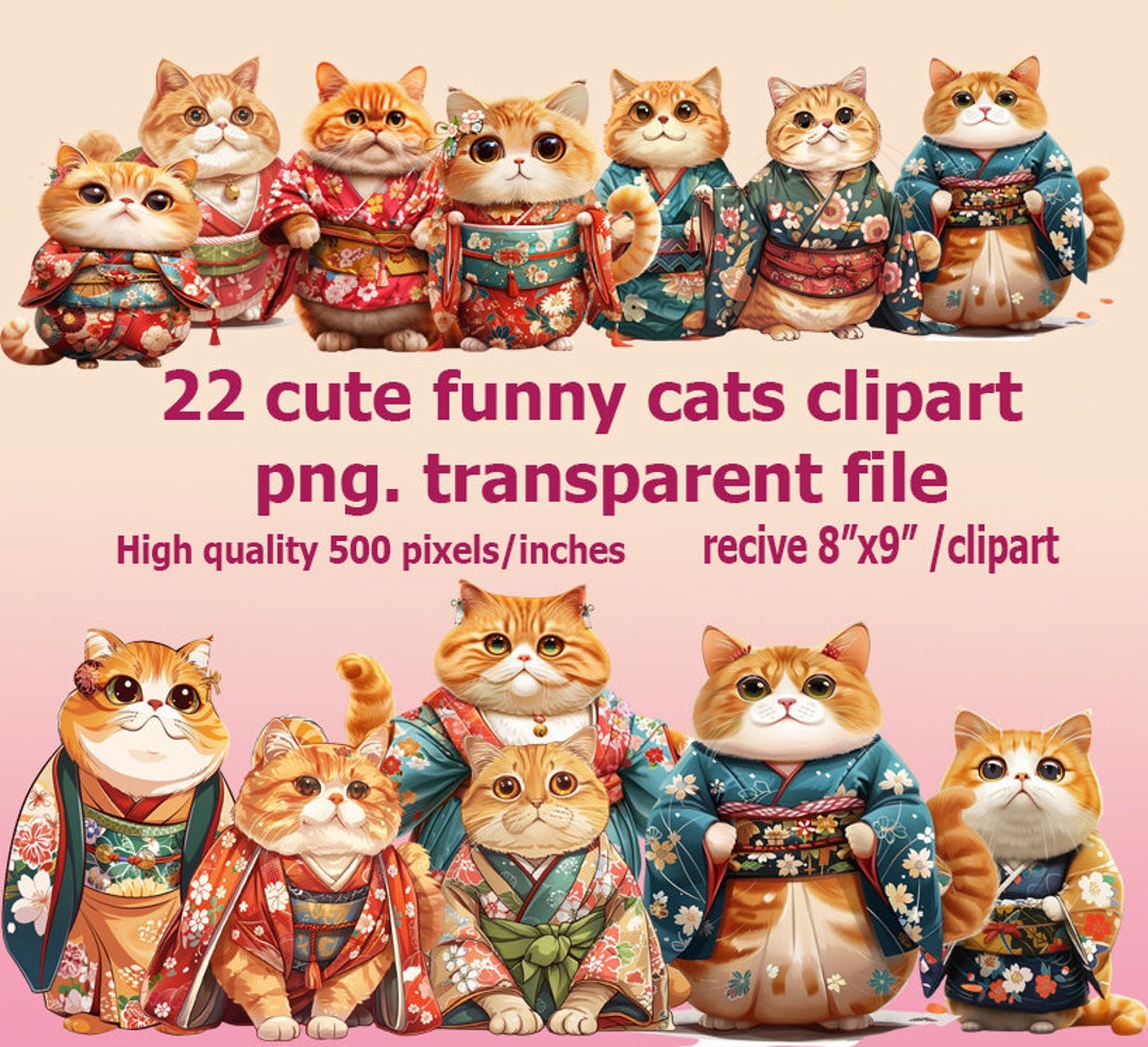 Funny and Cute Cat,funny Cat Clipart ,bundle Set,22 Printable ...