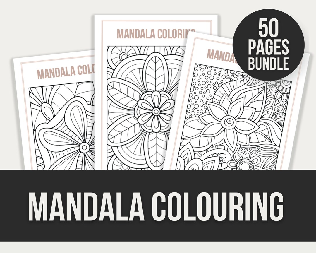 Mandala Coloring Worksheet Set - 50 Pages - Etsy
