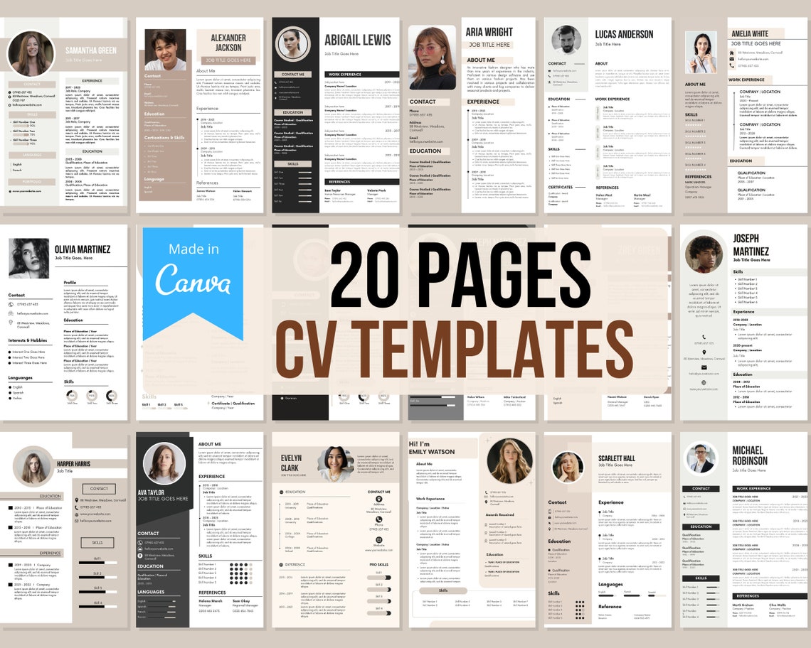 CV TEMPLATES - 20 Canva Templates - Etsy