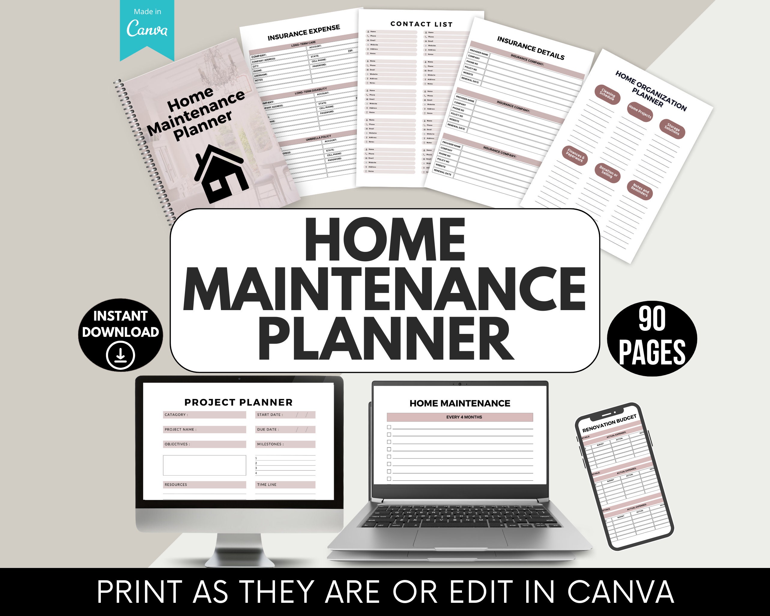 Home Maintenance Planner - Etsy
