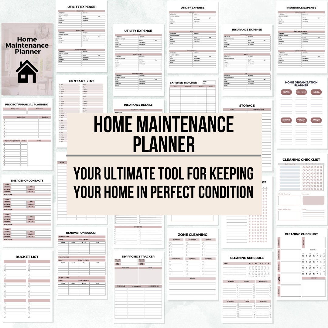 Home Maintenance - Planner - Etsy