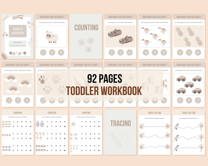 Toddler Workbook - 92 Pages - Etsy