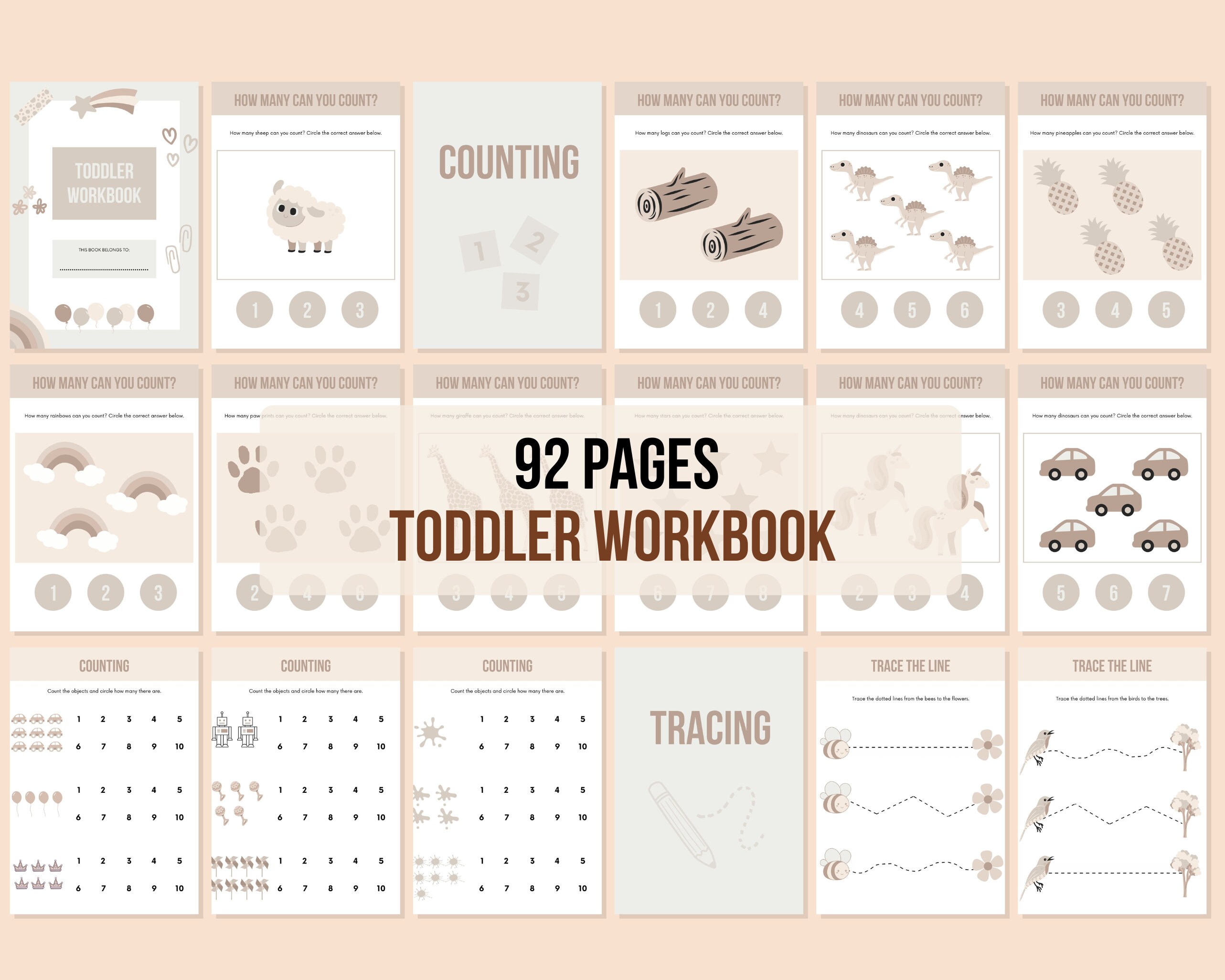 Toddler Workbook - 92 Pages - Etsy