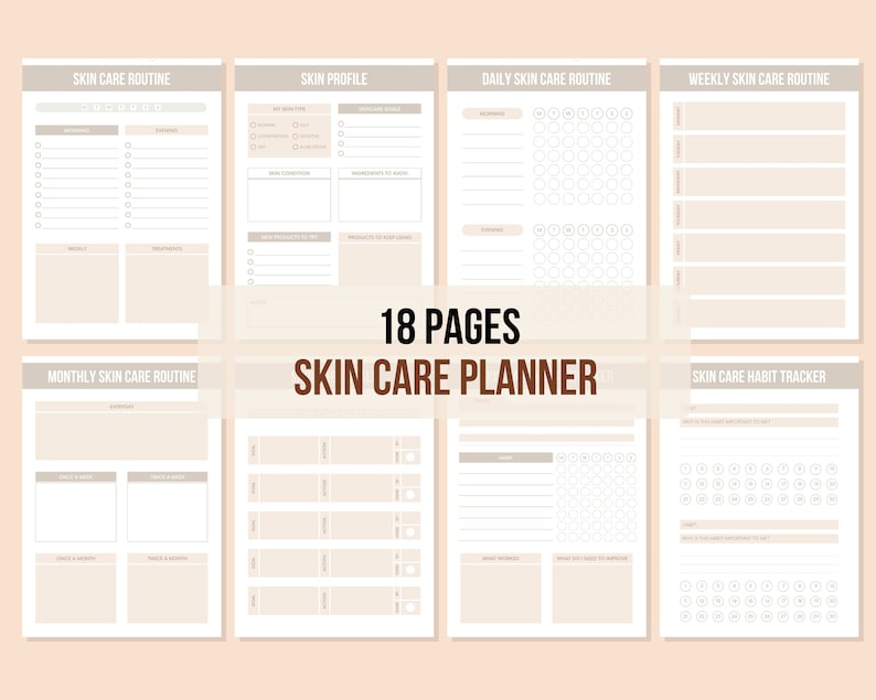 Skin Care Planner - 18 Pages - Etsy