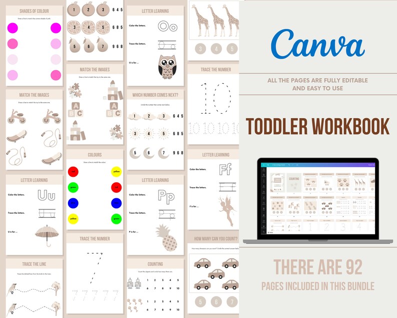 Toddler Workbook - 92 Pages - Etsy