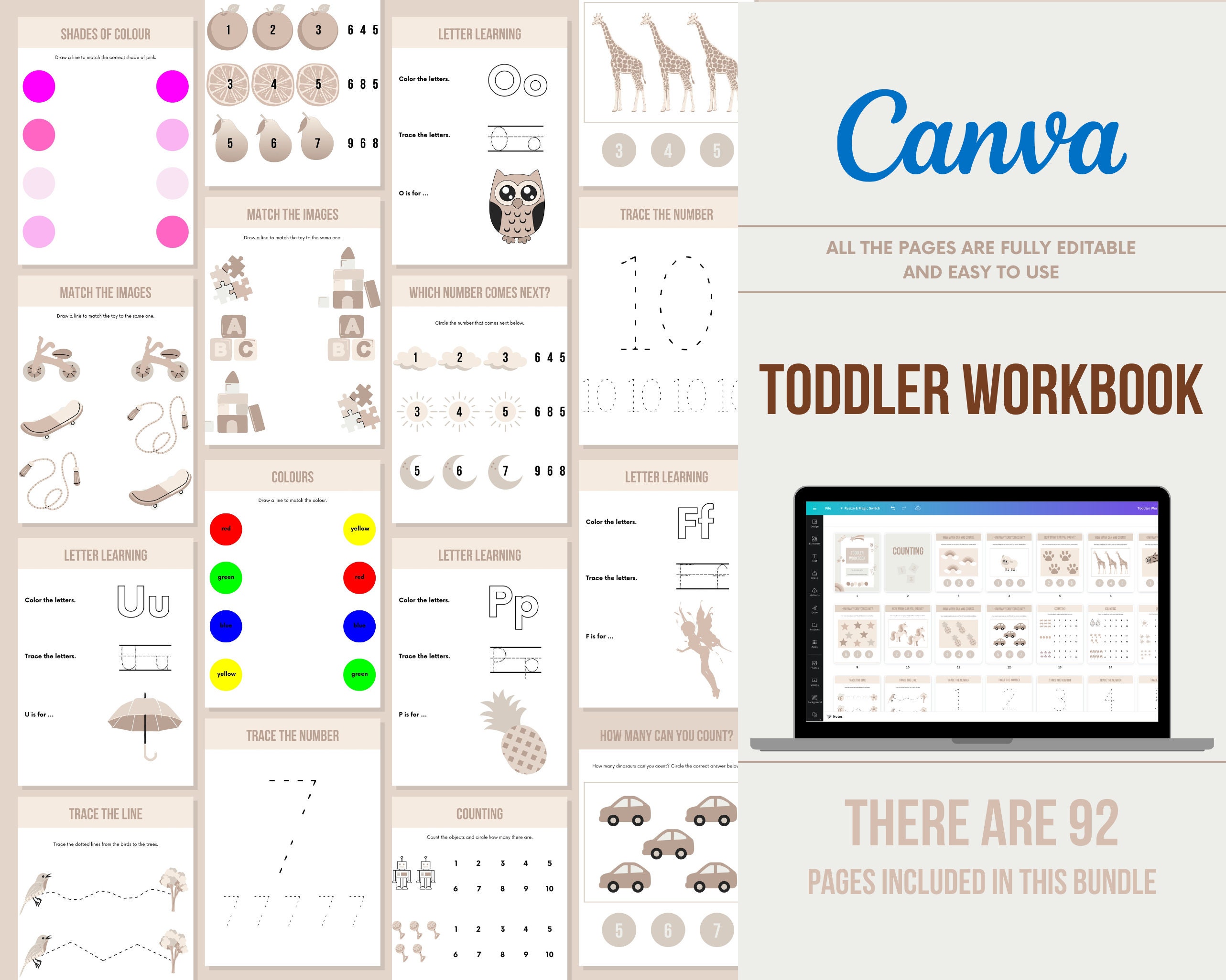 Toddler Workbook - 92 Pages - Etsy