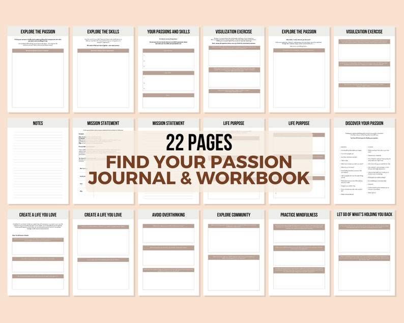 Find Your Passion Journal & Workbook - 22 Pages - Etsy