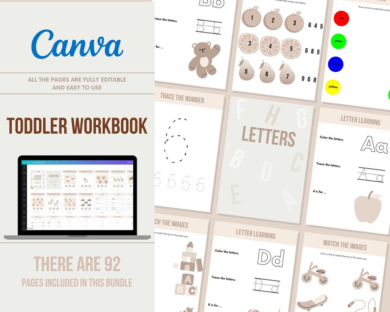 Toddler Workbook - 92 Pages - Etsy