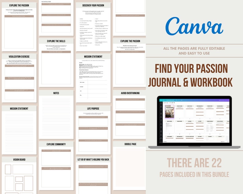 Find Your Passion Journal & Workbook - 22 Pages - Etsy