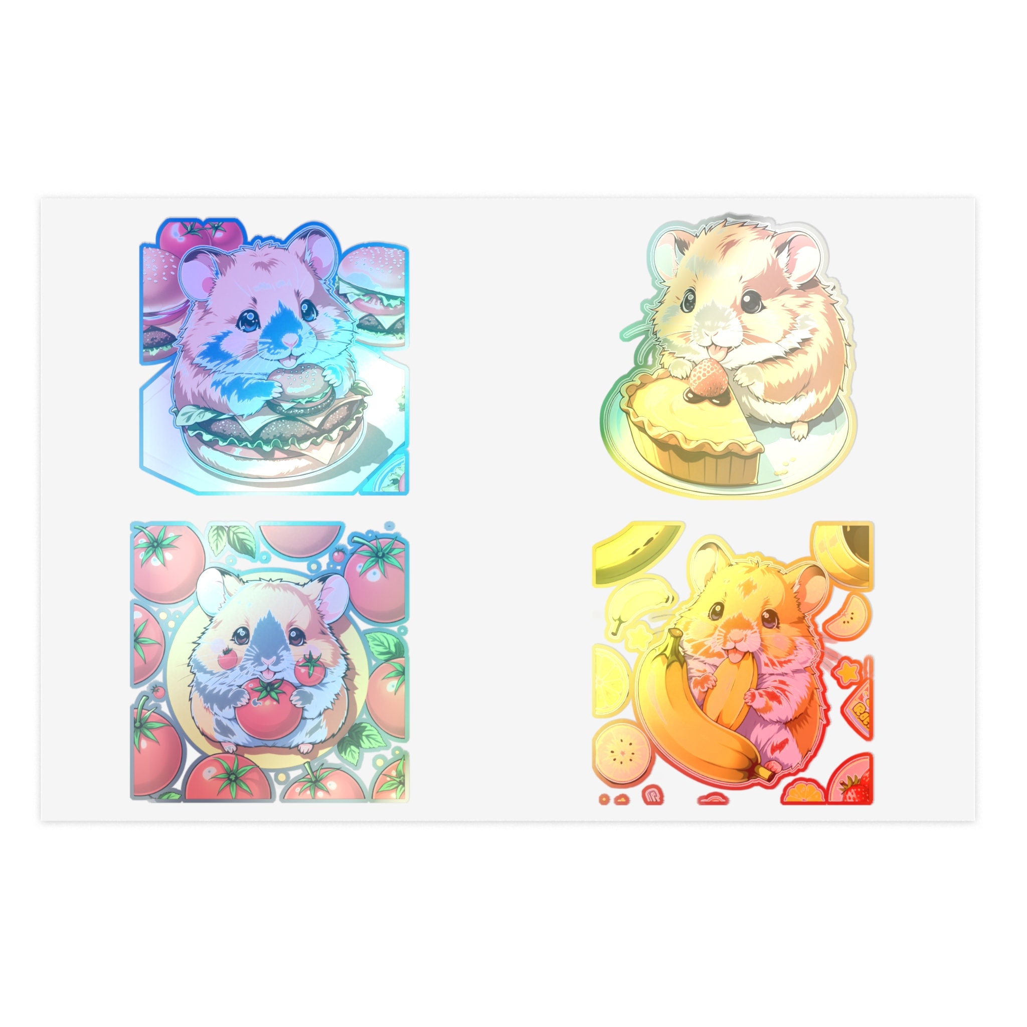 Foodie Hamster Sticker Sheets Chibi Hamster Vinyl Stickers Kawaii ...