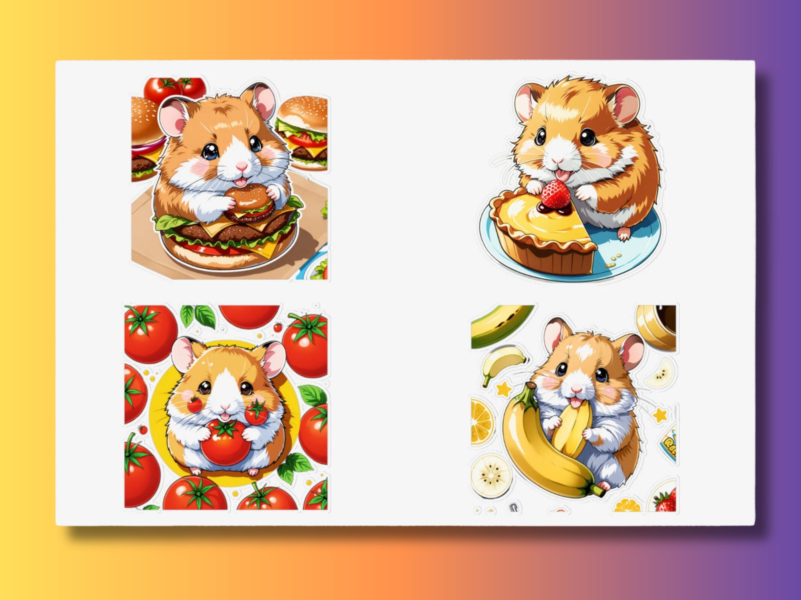 Foodie Hamster Sticker Sheets Chibi Hamster Vinyl Stickers Kawaii ...