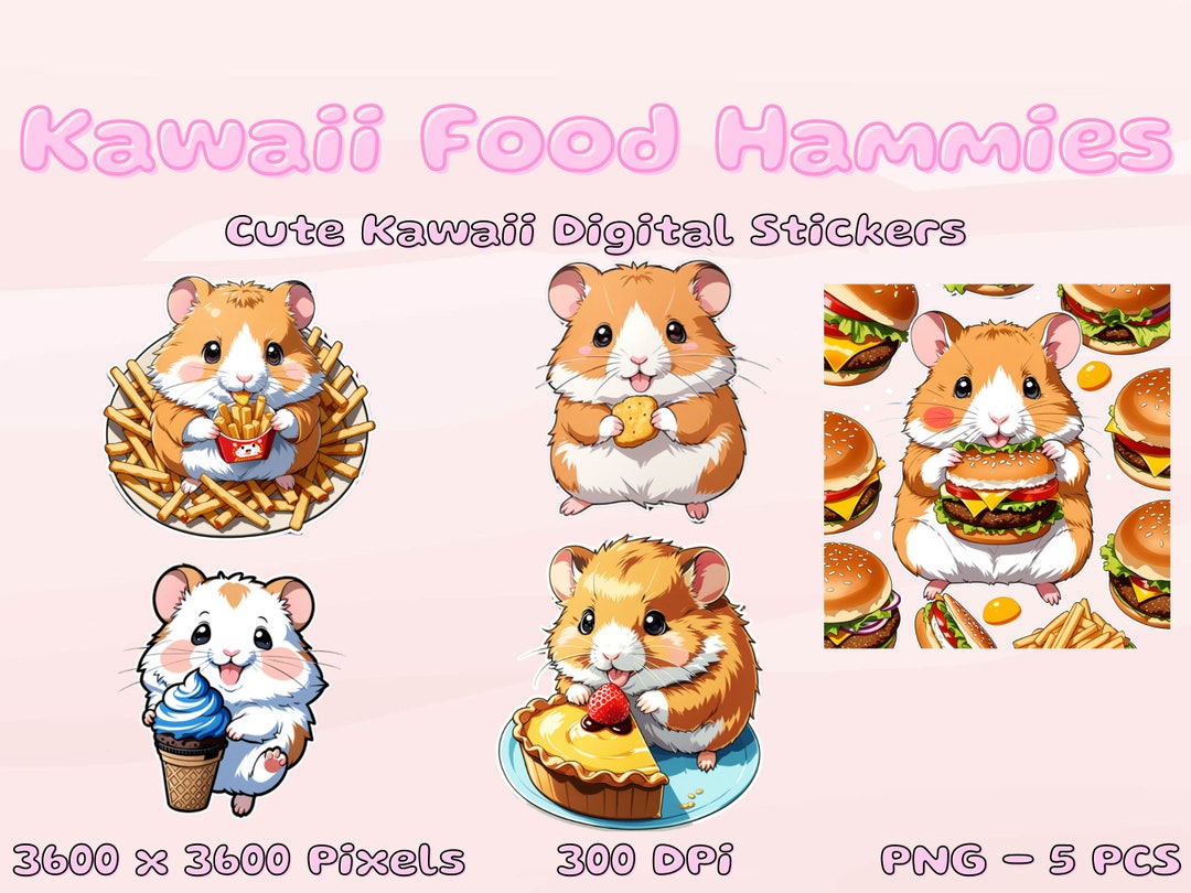 Kawaii Food Hamster Clipart Bundle | Cute Hamster | Hamster Lover ...