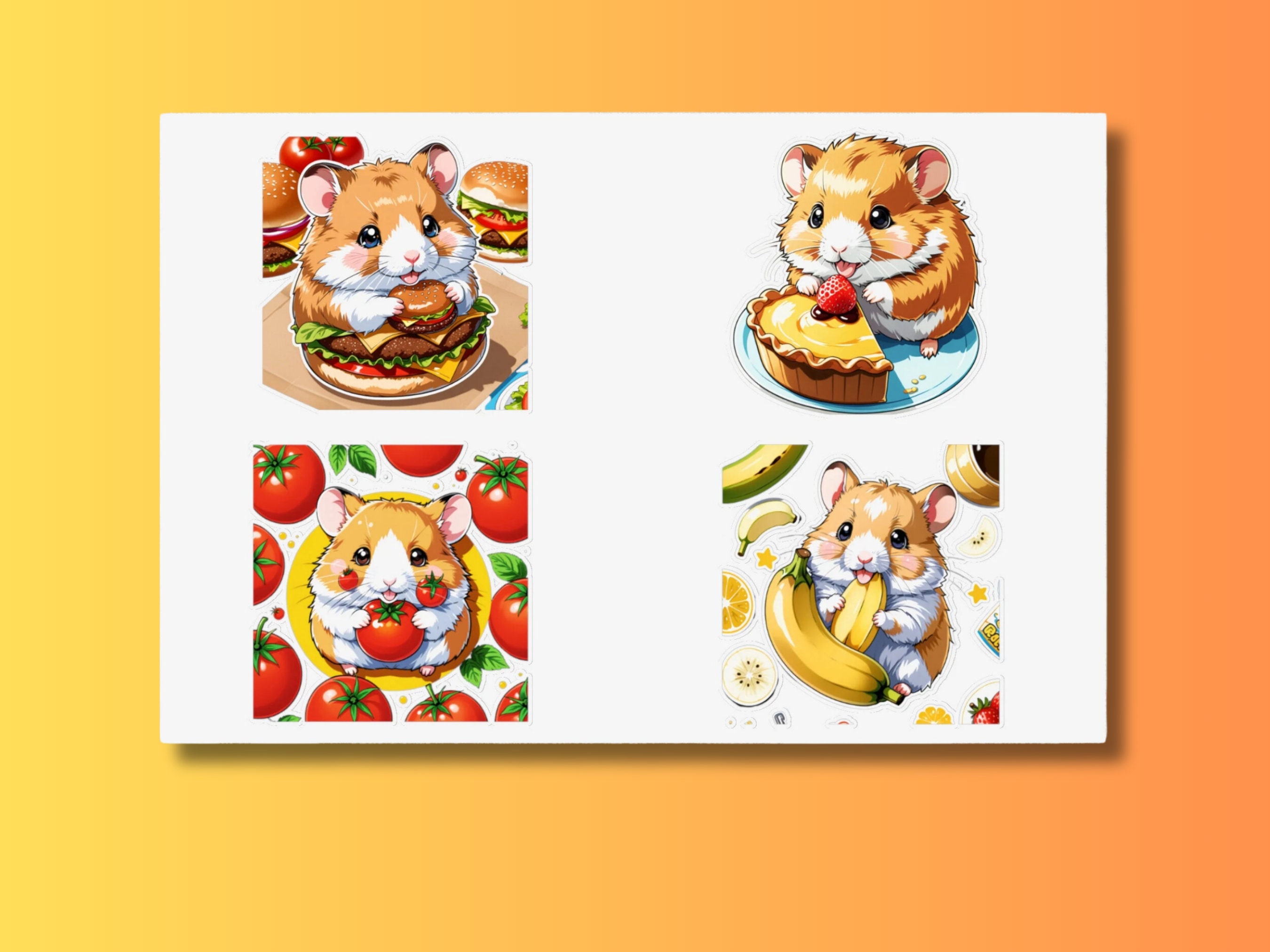 Foodie Hamster Sticker Sheets Chibi Hamster Vinyl Stickers Kawaii ...