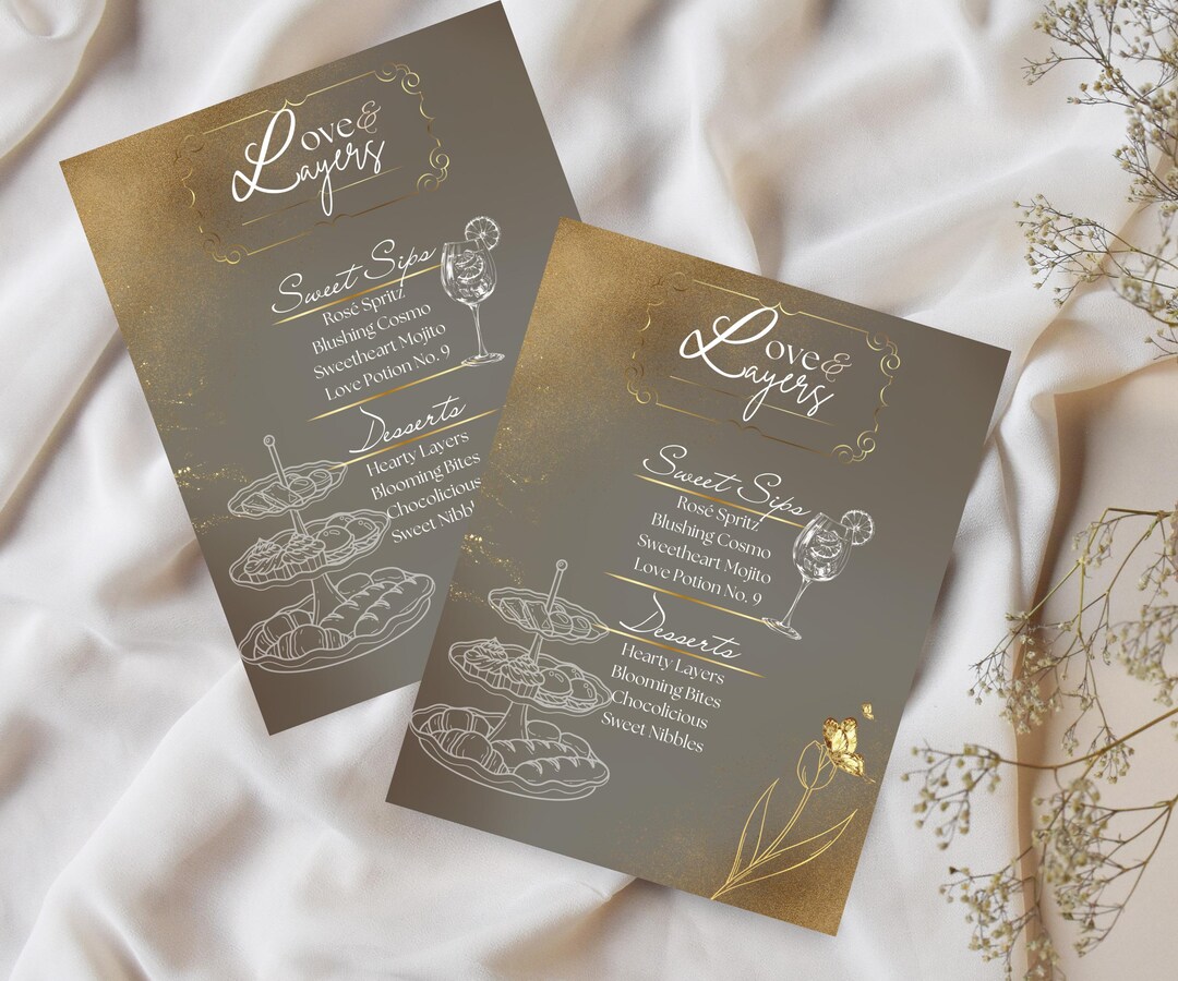 Digital Menu Template Love and Layers, Editable Canva Design for Dinner ...