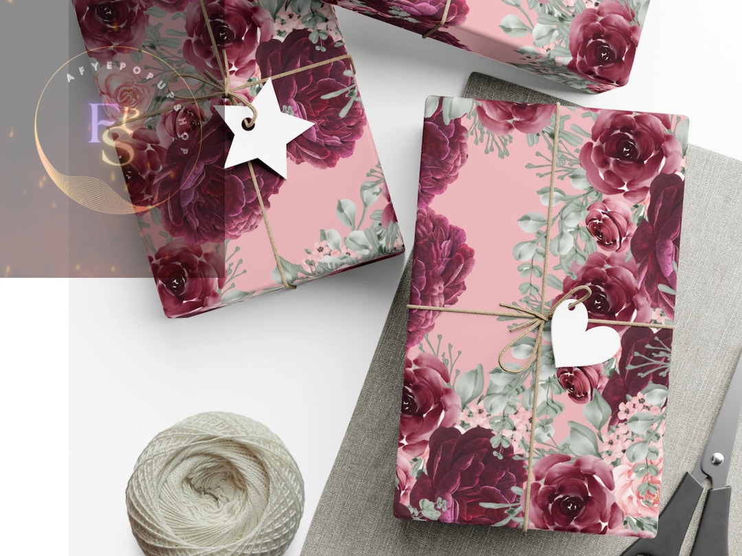 Gift Wrap Rose Floral Gift Wrap for All Occasions Gift Wrap for ...