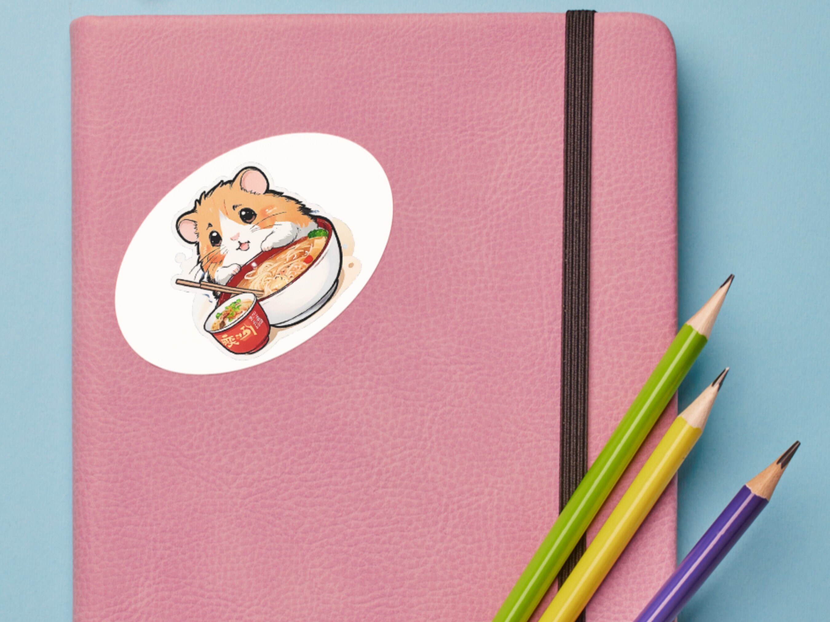 Ramen Hamster Sticker, Kawaii Sticker, Cute Hamster, Animal Stickers ...
