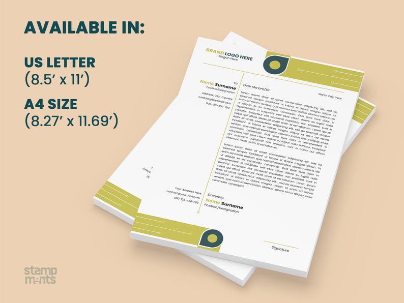 Letterhead Template for Microsoft Word, Editable Letterhead for Small ...