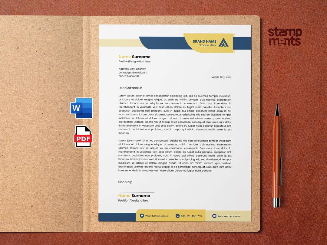 Letterhead Template for Microsoft Word, Editable Letterhead for Small ...