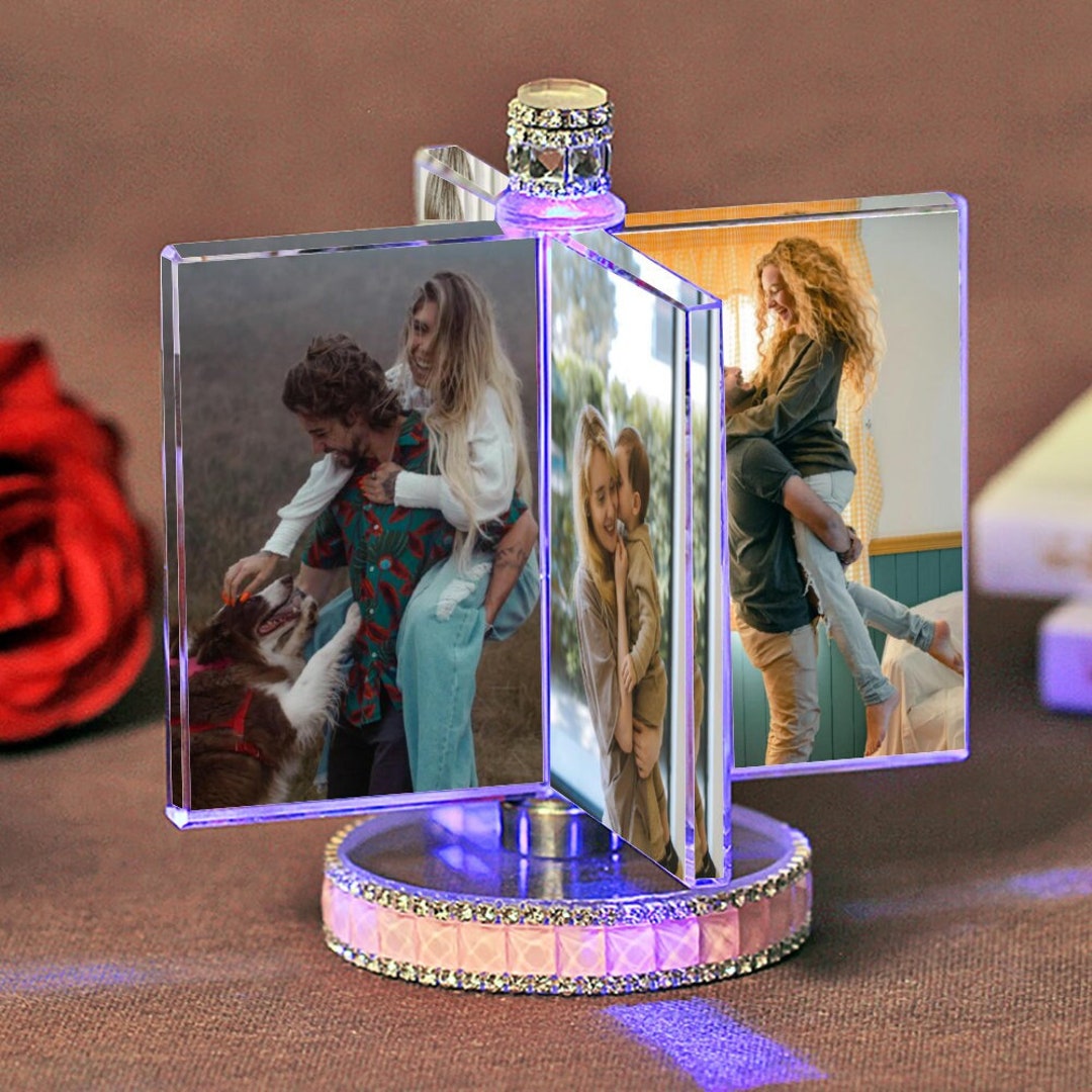 Personalized 4 Pictures Glass Photo Frames Spinning Carousel Table-top ...