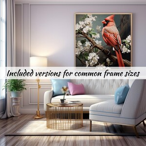 Vibrant Red Cardinal Amidst Delicate White Flowers - Digital Art Print ...