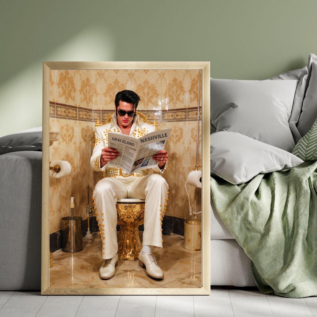 Elvis Presley Bathroom Print: Funny Vintage Toilet Art (digital ...