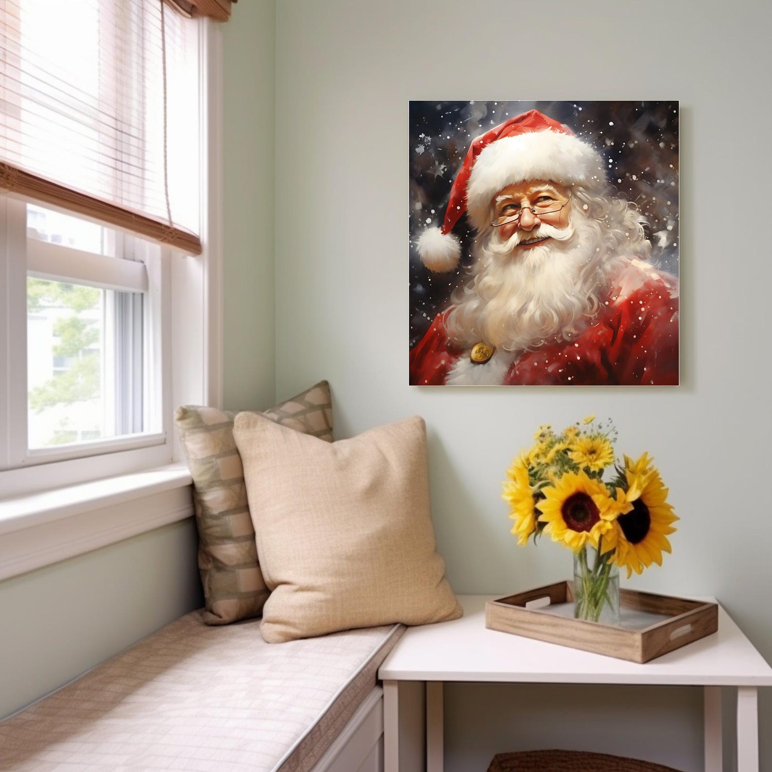 Vintage Santa Portrait Wall Art Printable Christmas Art Rustic Winter ...