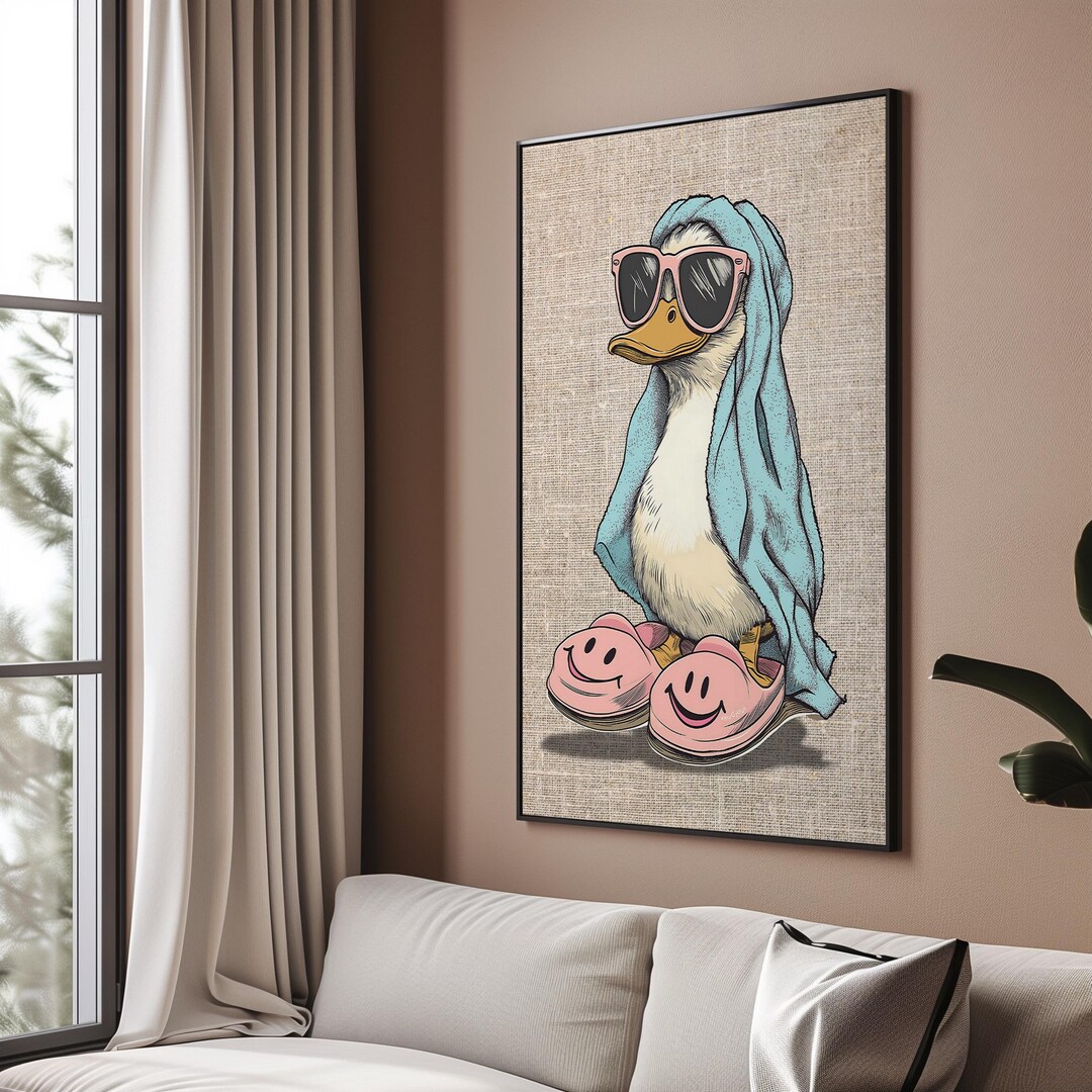Stylish Duck With Glasses and Slippers, Duck in Sunglasses Wall Art ...