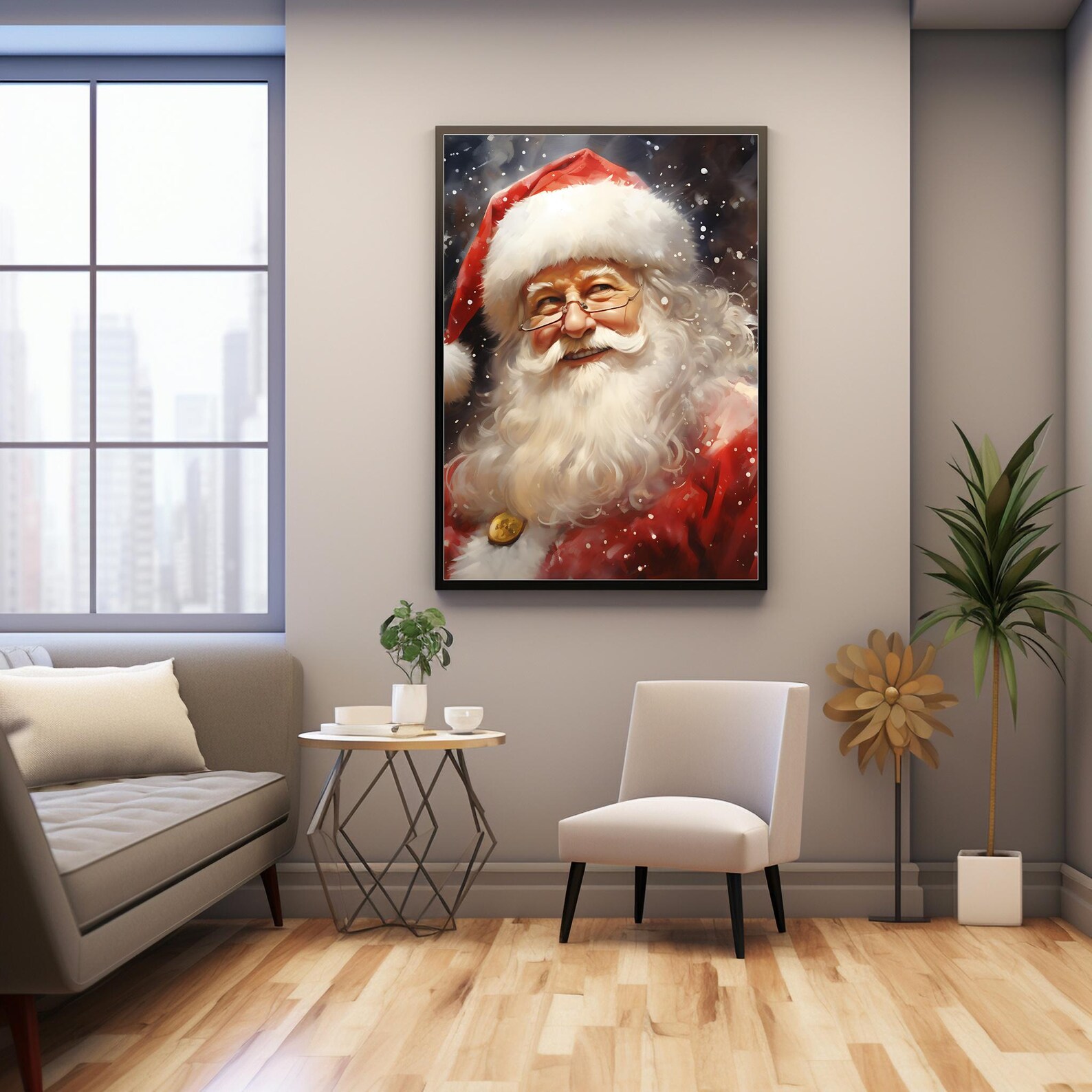 Vintage Santa Portrait Wall Art Printable Christmas Art Rustic Winter ...