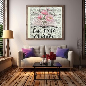 One More Chapter - Vintage Book Page Art With Floral Watercolor Accents ...