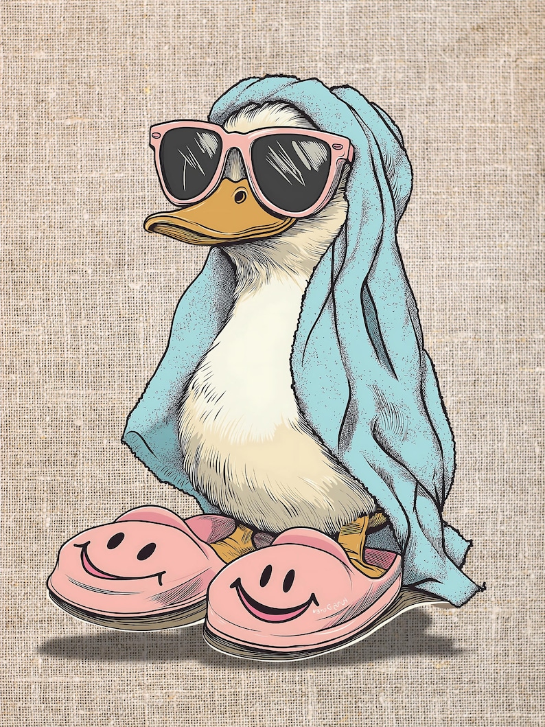 Stylish Duck With Glasses and Slippers, Duck in Sunglasses Wall Art ...