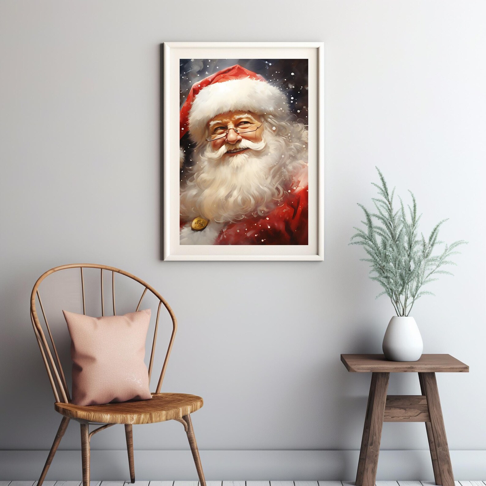 Vintage Santa Portrait Wall Art Printable Christmas Art Rustic Winter ...