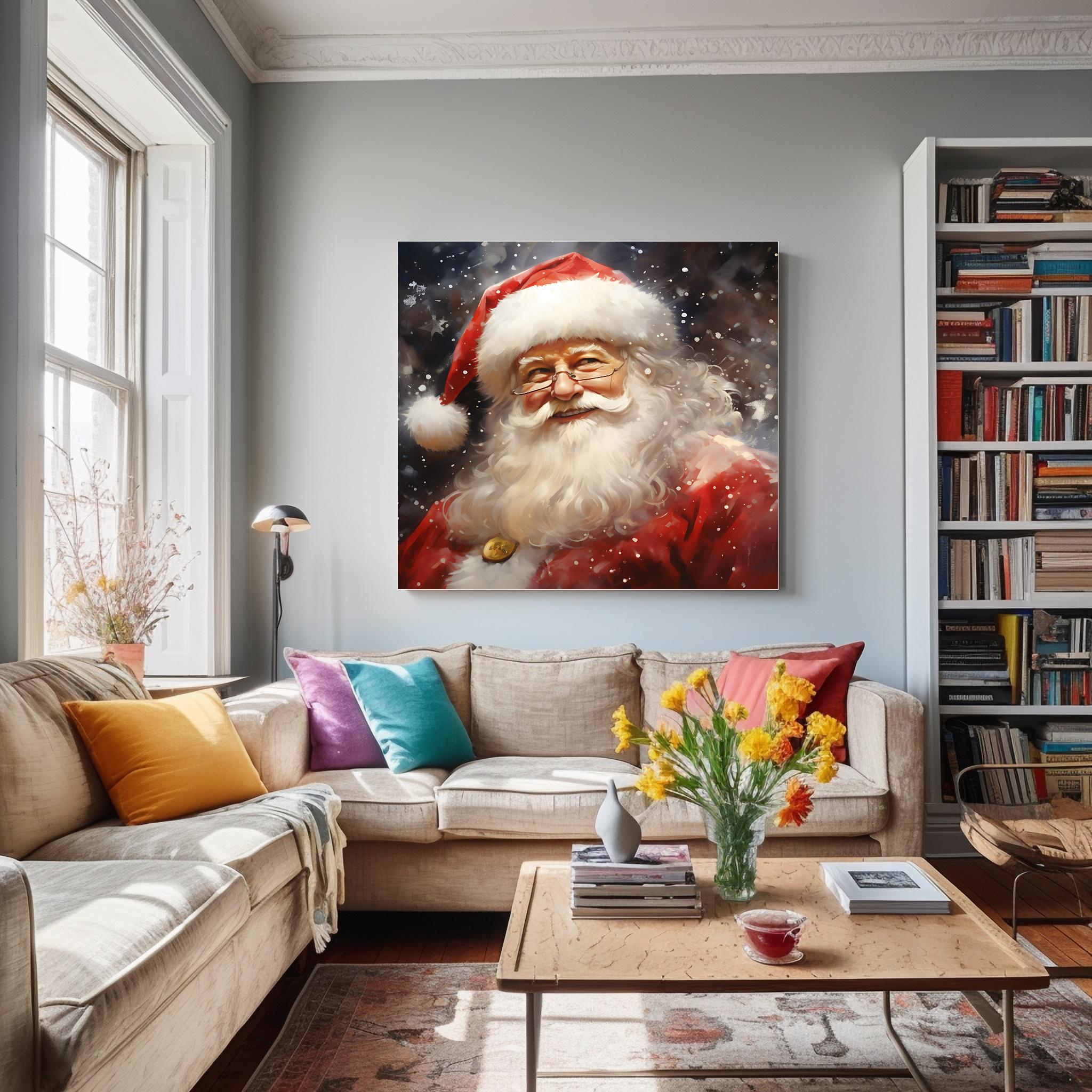 Vintage Santa Portrait Wall Art Printable Christmas Art Rustic Winter ...