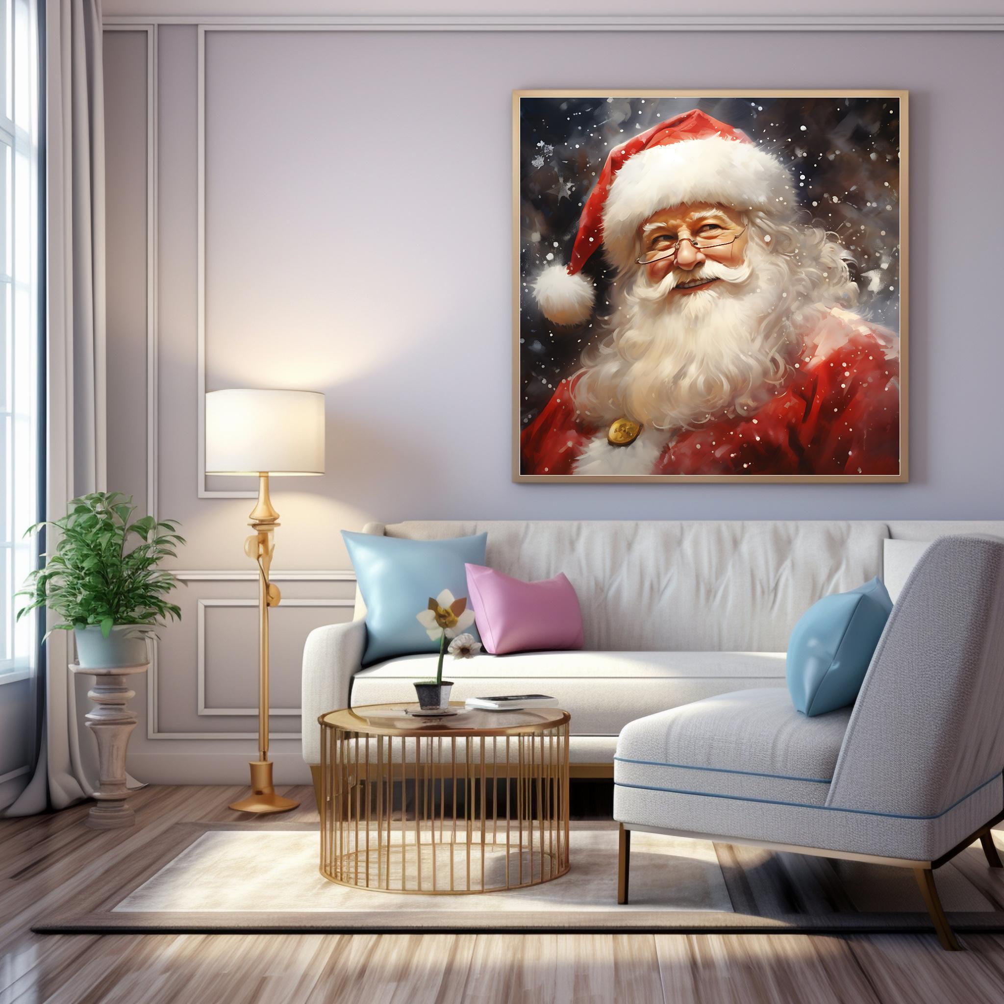 Vintage Santa Portrait Wall Art Printable Christmas Art Rustic Winter ...