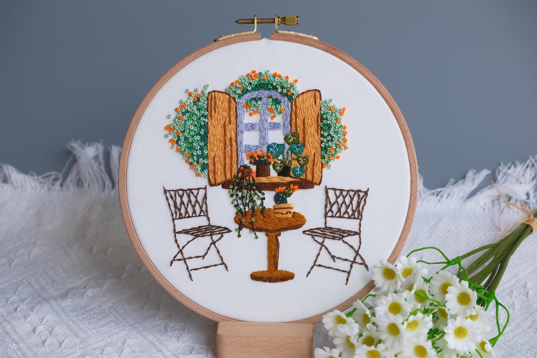 Finished Embroidered Wall Art, Embroidered Afternoon Tea, Wall Decor ...
