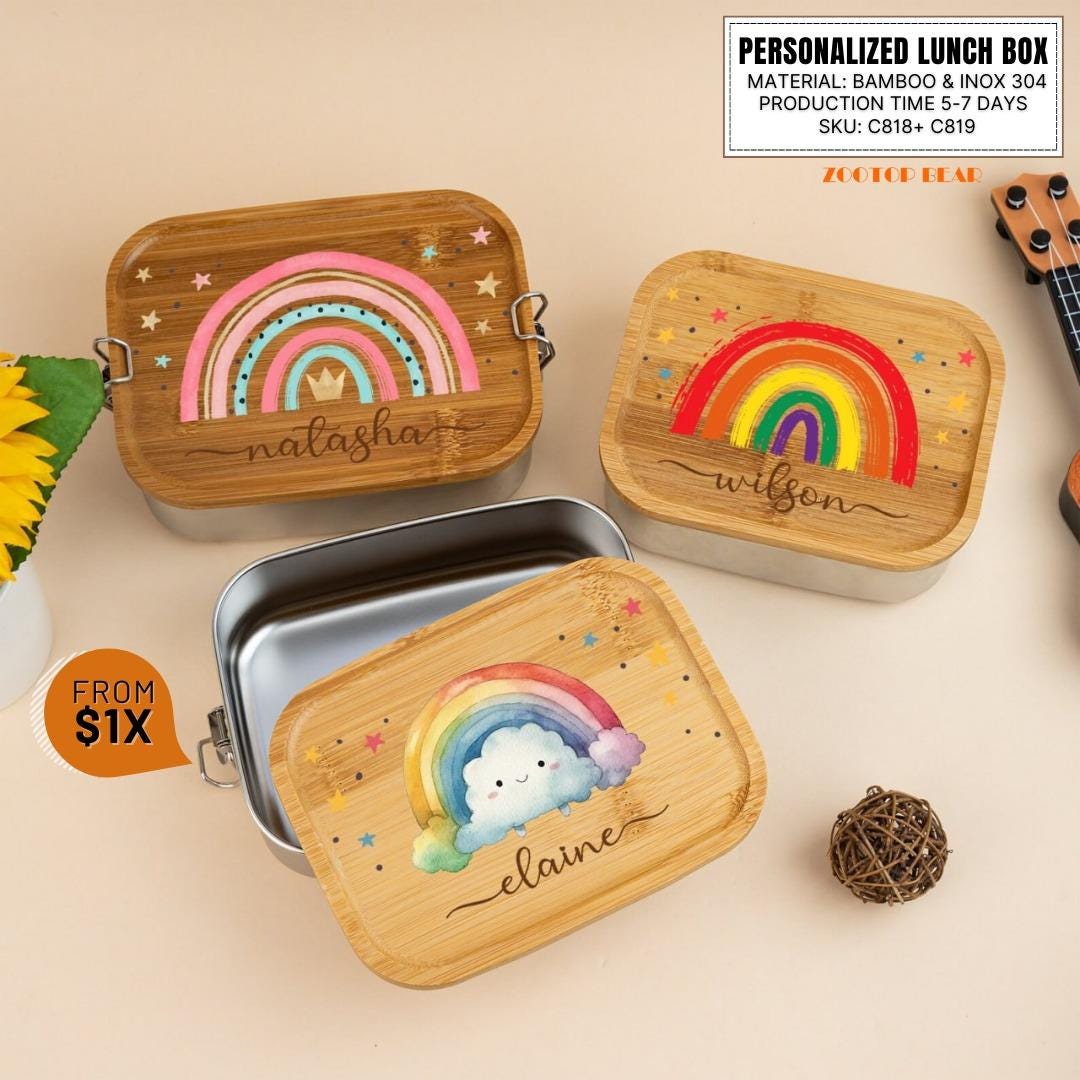 Kids Lunch Box With His Name, Back to School Gift, Wooden Children's ...