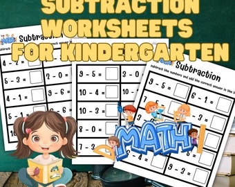 10 Printable Subtraction Fill in the Blanks Worksheets (numbers 1-20) for Kindergarten-1st Grade ...