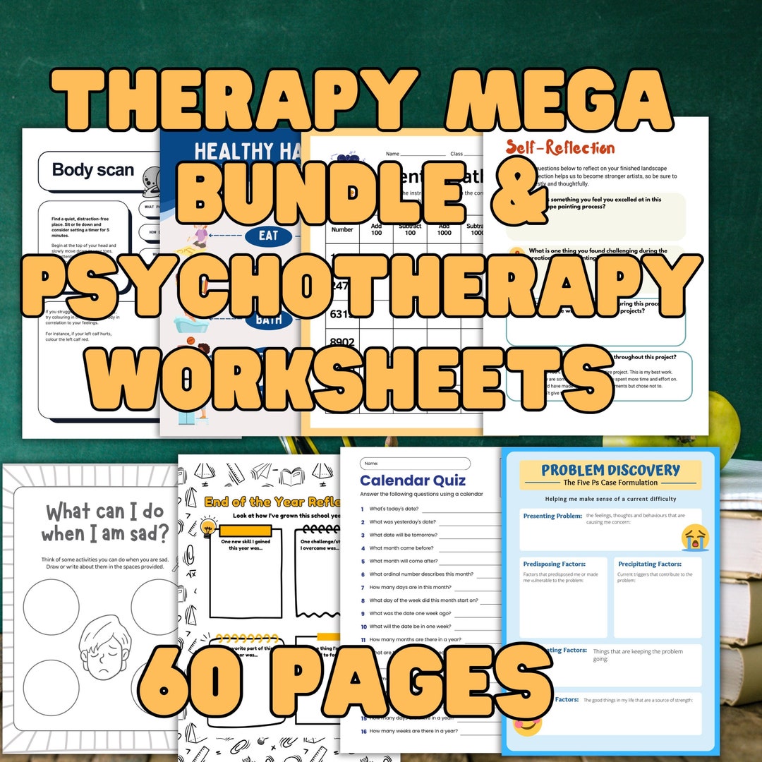 Therapy Worksheets Bundle for Kids & Teens | 60 Printable Pages CBT ...