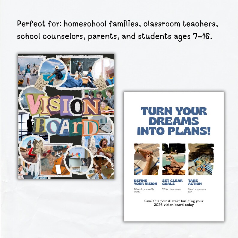 Kids Vision Board Printable Teens Vision Board Boys Girls Vision Board ...