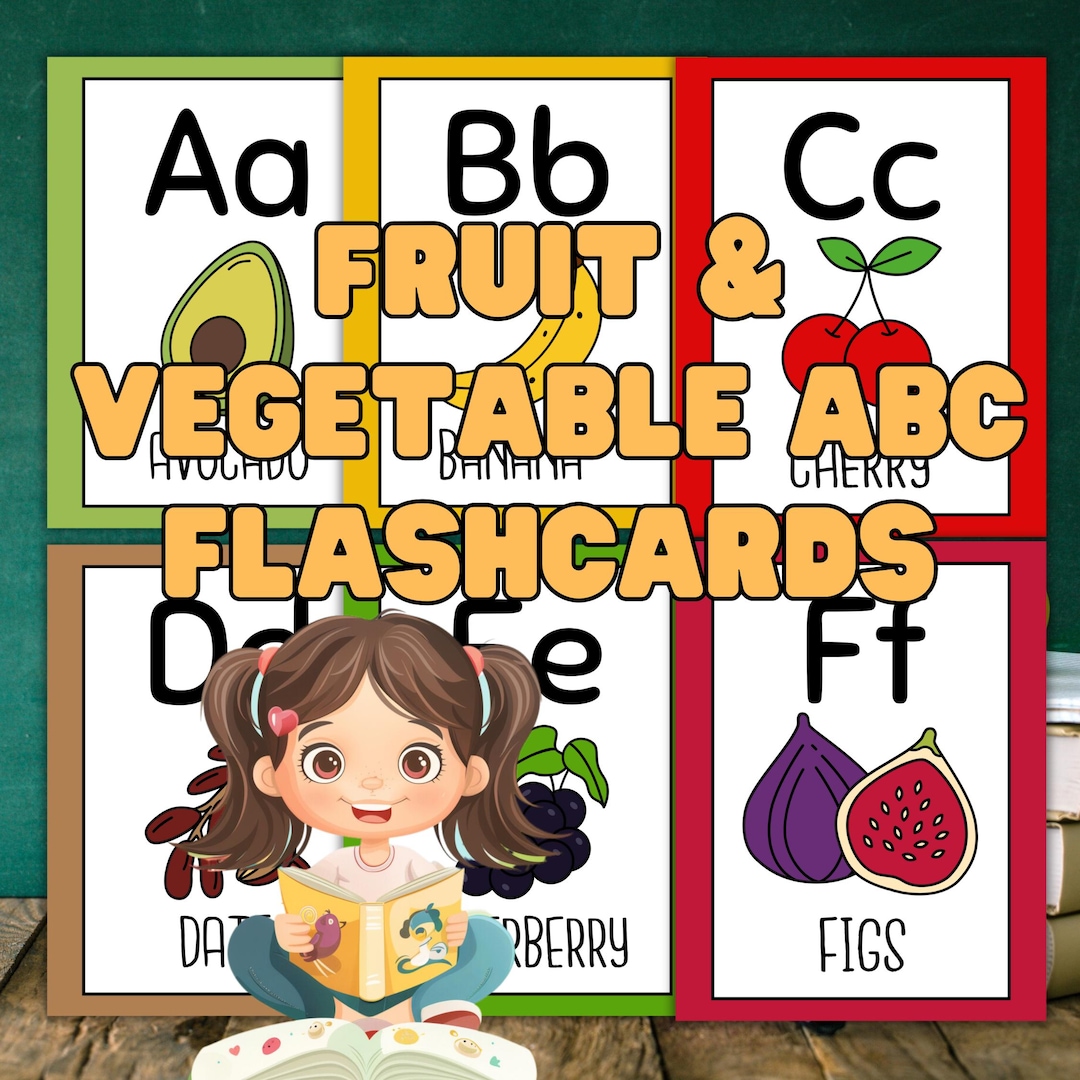 Alphabet Flashcards for Toddlers – Fruit and Vegetable ABC Printable ...