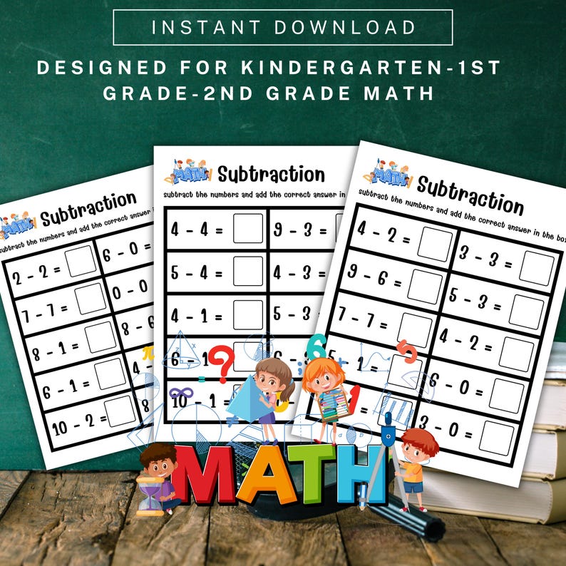 20 Printable Subtraction Fill-in-the-blanks Worksheets – Math Practice ...