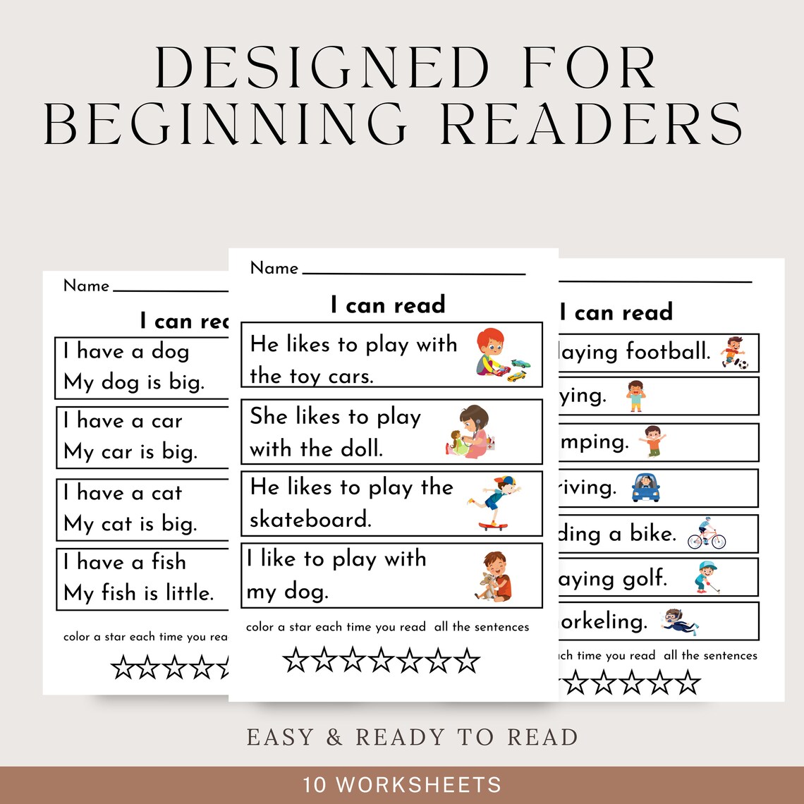 Printable Easy Reading Worksheet for Kids Fun and Educational Activity ...