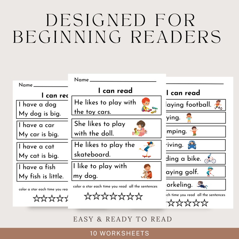 Printable Easy Reading Worksheet for Kids Fun and Educational Activity ...